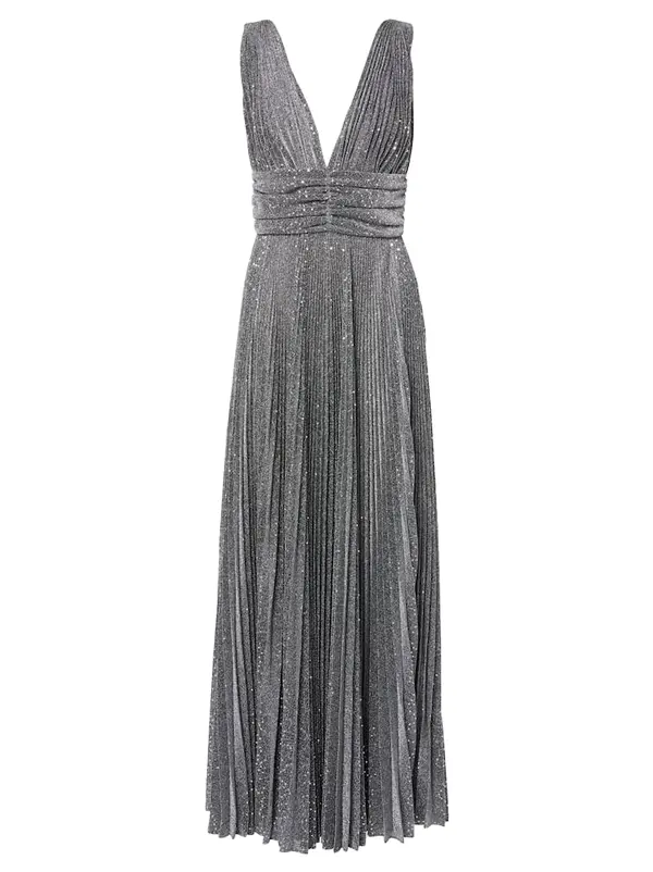 Dolce & Gabbana Metallic Plissé Cocktail Dress - Silver