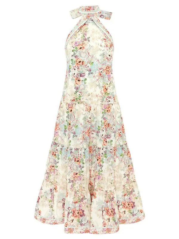 AQUA BLU AUSTRALIA Evelyn Backless Halter Maxi Dress - Multi