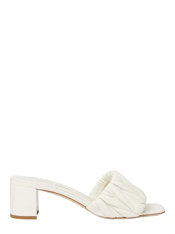 Miu Miu Quilted Leather Mule Sandals - Bianco