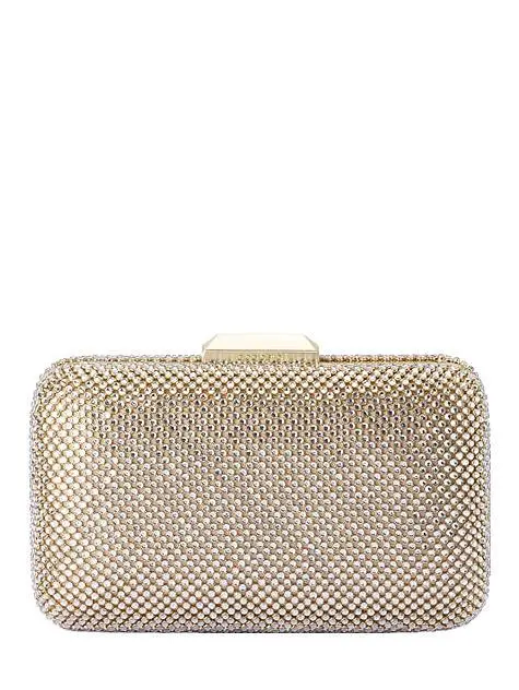 OLGA BERG Ronny Crystal Mesh Clutch - Champagne