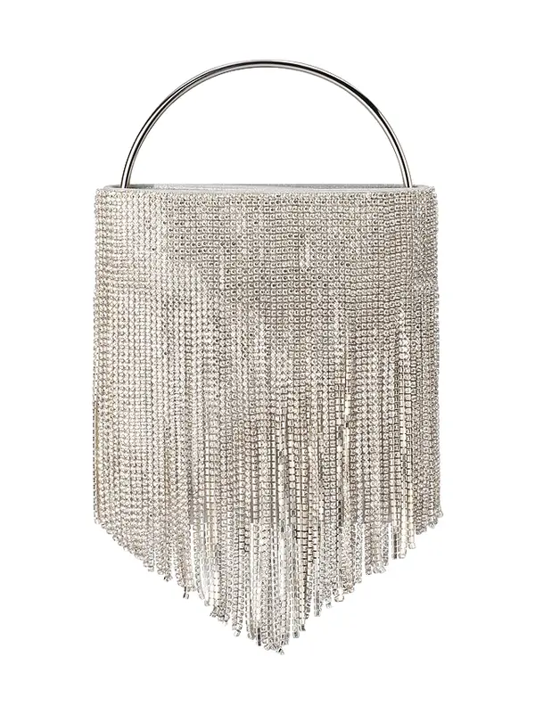 OLGA BERG Adina Crystal Fringe Bag - Silver