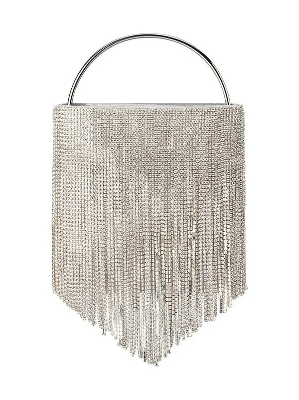 OLGA BERG Adina Crystal Fringe Bag - Silver