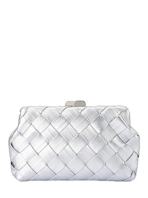 OLGA BERG Quinn Woven Clutch - Silver