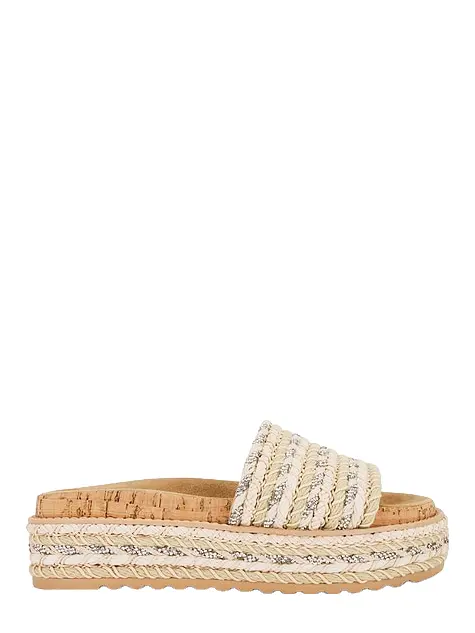 Steve Madden Beller Crystal Embellished Slides - Natural Multi