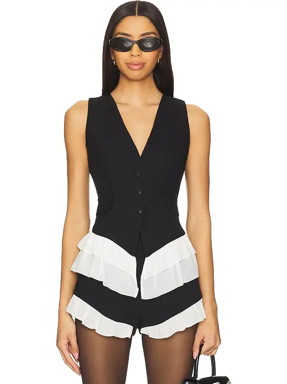 For Love & Lemons Noemie Vest - Black
