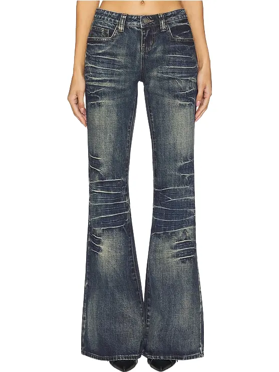 JADED LONDON Extreme Flare Jeans - Blue Wash