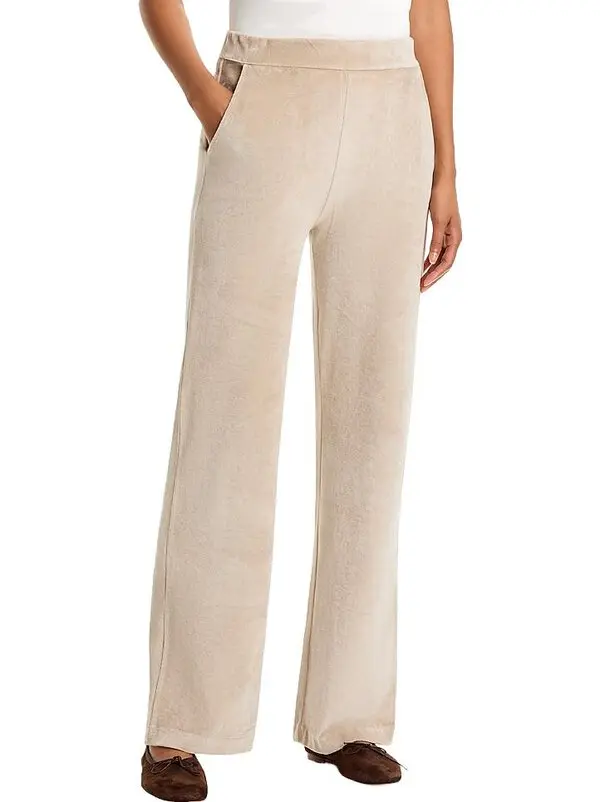 Majestic Filatures Velour Wide-leg Pants - Barely Beige