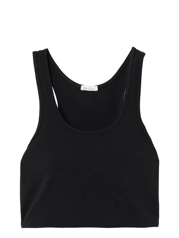 Skin Base Stretch-organic Cotton Sports Bra - Black