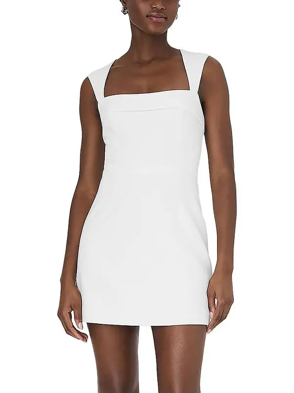 French Connection Whisper Square Neck Mini Dress - Summer White