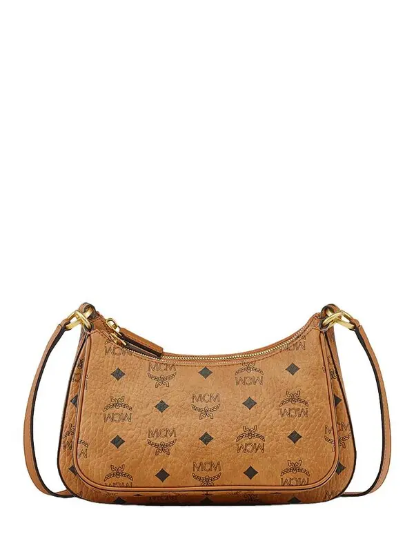 Mcm Aren Vi Small Double Hobo Bag - Cognac