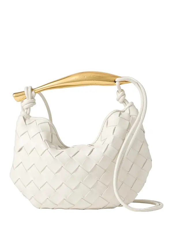 Bottega Veneta Sardine Mini Embellished Intrecciato Leather Shoulder Bag - Off-white