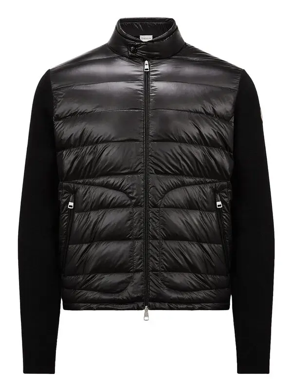 Moncler Padded Wool Zip-up Cardigan - Black