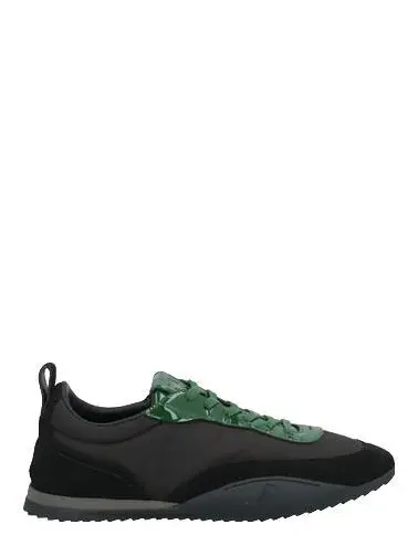FERRAGAMO Low-top Calfskin And Textile Fiber Sneakers - Black