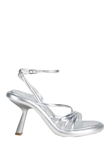 VIC MATIE Leather Ankle Strap Sandals - Silver