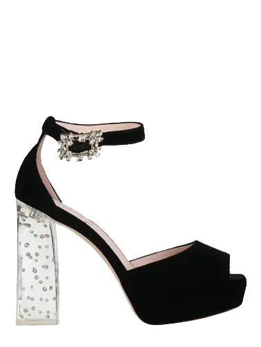 ROGER VIVIER Velvet Appliquéd Sandals - Black