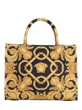 Versace Handbag In Polyester And Calfskin - Black