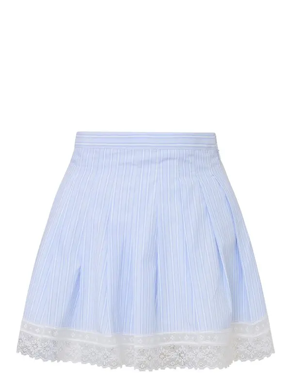 LoveShackFancy Portman Cotton Skirt - Blue