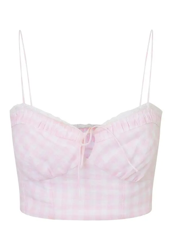 LoveShackFancy Amorana Linen Bustier - Light Pink
