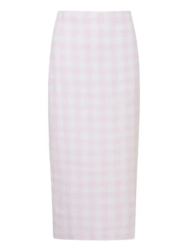 LoveShackFancy Biselle Linen Pencil Skirt - Light Pink