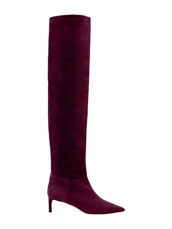 Ulla Johnson Carolina Leather Kitten Heel Boots - Burgundy