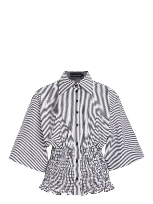 Brandon Maxwell The Harte Smocked Pima Cotton Shirt - Black,white