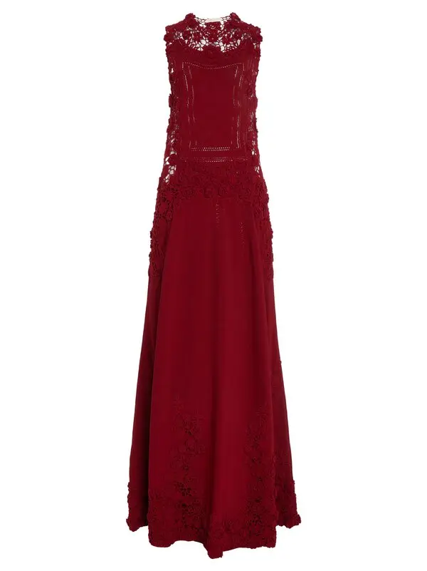 Ulla Johnson Genoveva Crochet-trimmed Knit Maxi Dress - Red