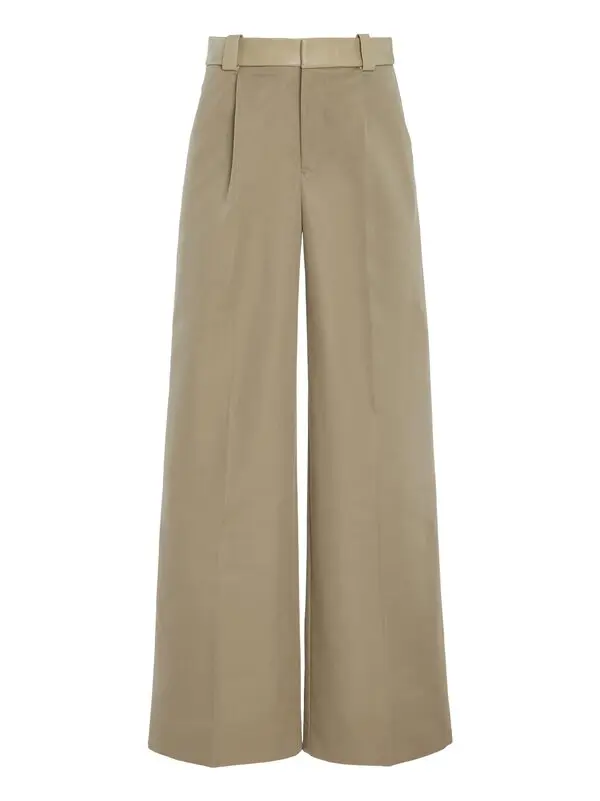 Christopher Esber Leather-detailed Wide-leg Trousers - Neutral