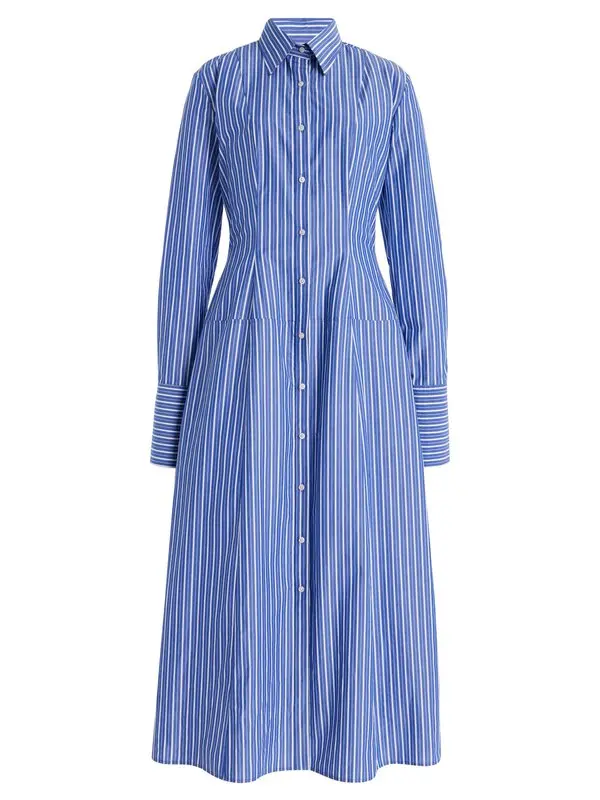 Brandon Maxwell The Sammy Pima Cotton Midi Shirt Dress - Stripe