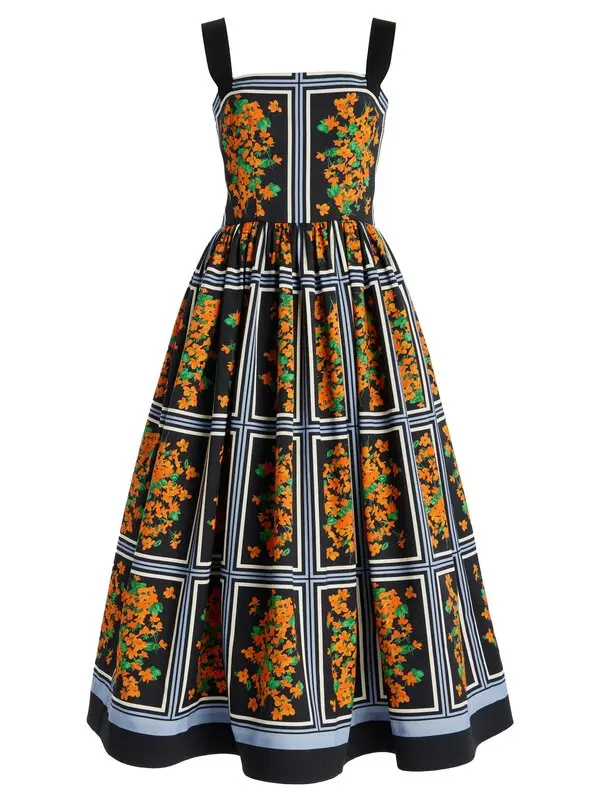 Carolina Herrera Cotton Faille Midi Dress - Multi