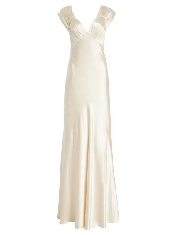 Monique Lhuillier Draped Crepe-satin Gown - Ivory