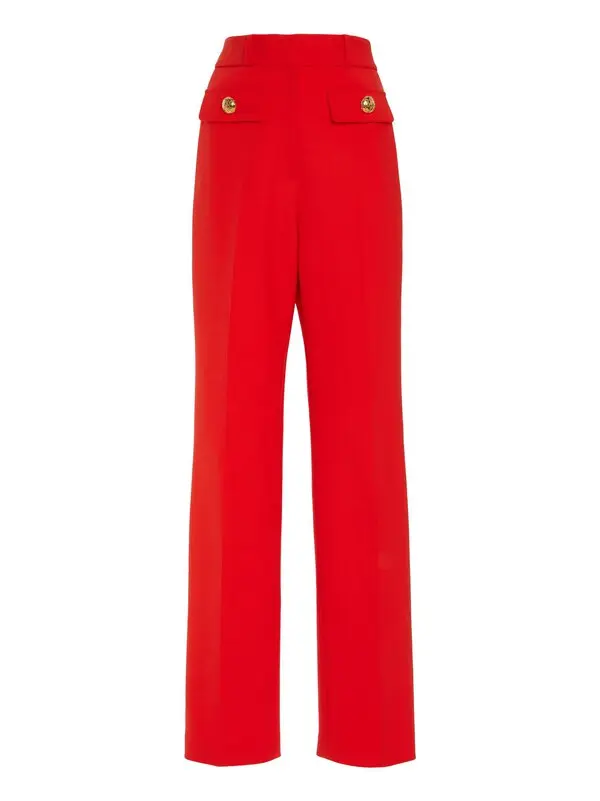Oscar De La Renta Stretch-wool Straight-leg Pants - Red
