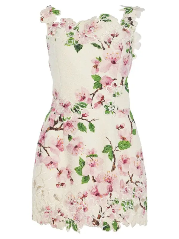 Oscar De La Renta Embroidered Tweed Mini Dress - Ivory