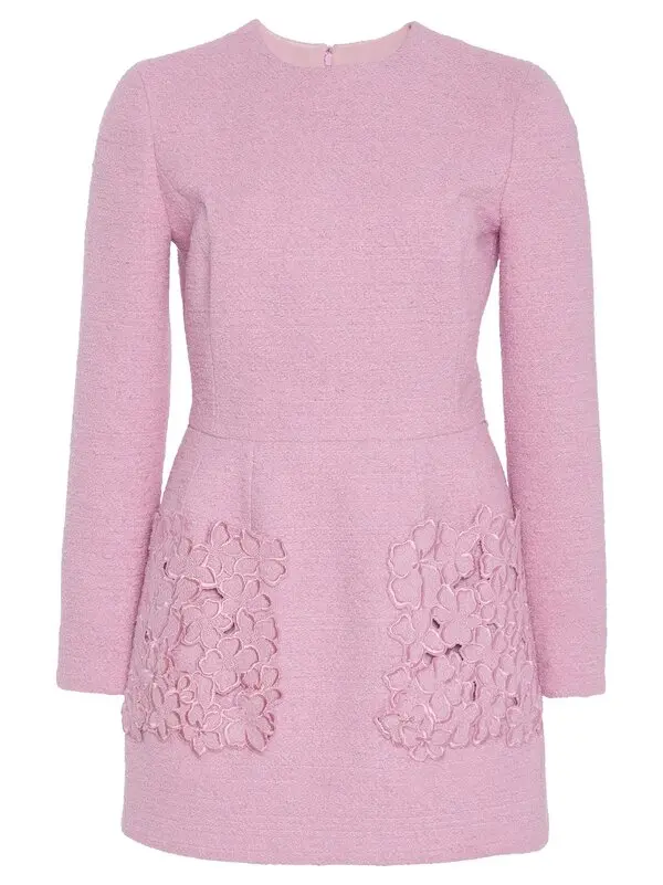 Oscar De La Renta Embroidered Tweed Mini Dress - Pink