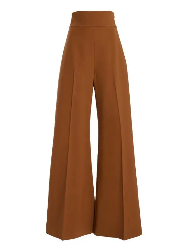 Carolina Herrera Diane High-rise Wool Wide-leg Pants - Brown