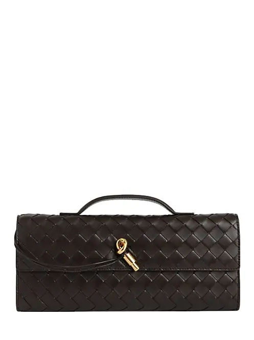 Bottega Veneta Andiamo Intrecciato-leather Clutch - Fondant-m Brass