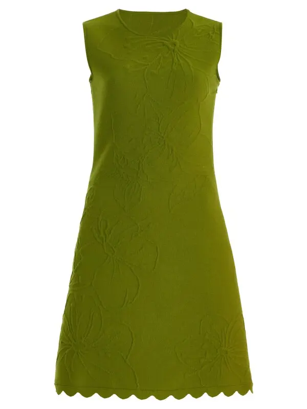 Oscar De La Renta Embossed Knit Mini Dress - Green