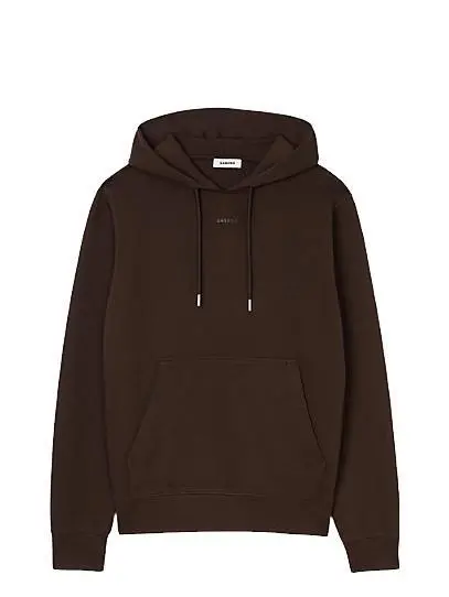 Sandro Tonal-logo Regular-fit Cotton-jersey Hoody - Chocolate