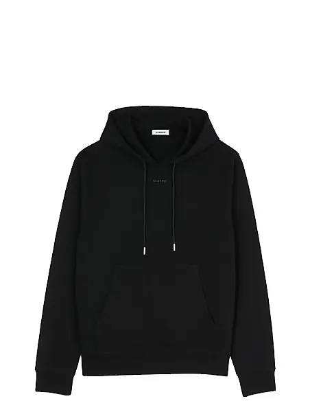 Sandro Tonal-logo Regular-fit Cotton-jersey Hoody - Noir / Gris