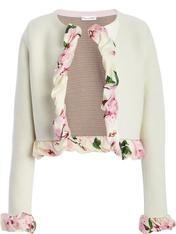 Oscar De La Renta Ruffled Knit Cardigan - Off-white