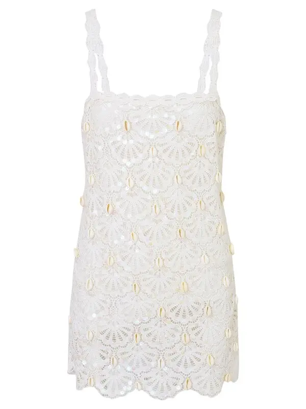 LoveShackFancy Lamont Embellished Dress - White