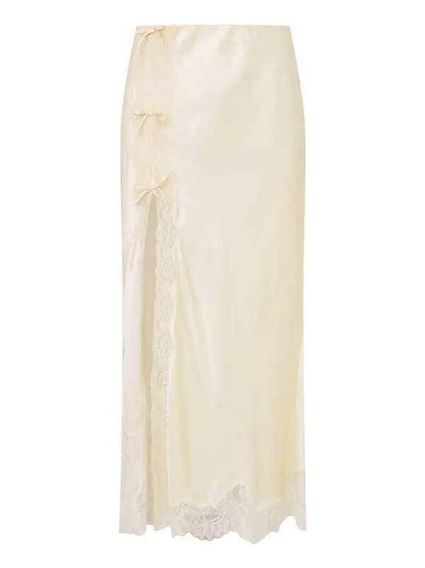 LoveShackFancy Calder Silk-blend Midi Skirt - Ivory