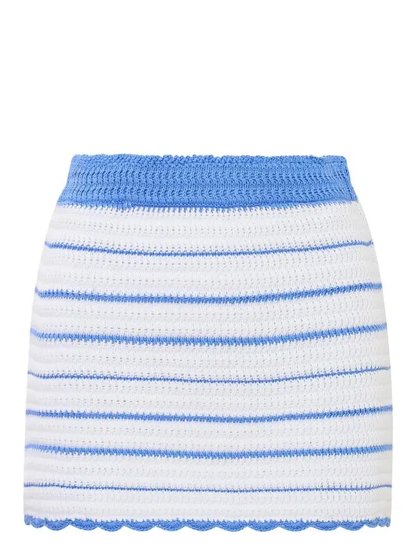 LoveShackFancy Willette Knitted Cotton Skirt - Blue