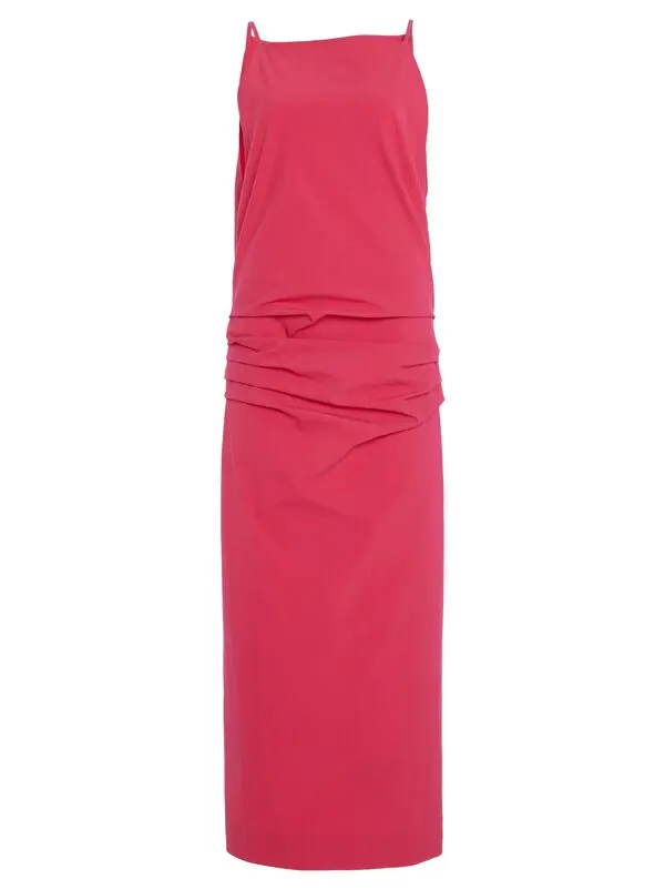 Proenza Schouler Priya Ruched Cotton-blend Midi Dress - Fuchsia