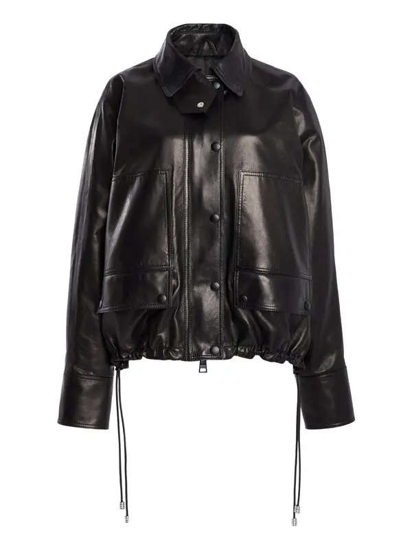 Brandon Maxwell Harper Leather Balloon Jacket - Black