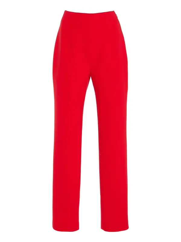 Carolina Herrera Emilie Bi-stretch Wool Straight-leg Pants - Red
