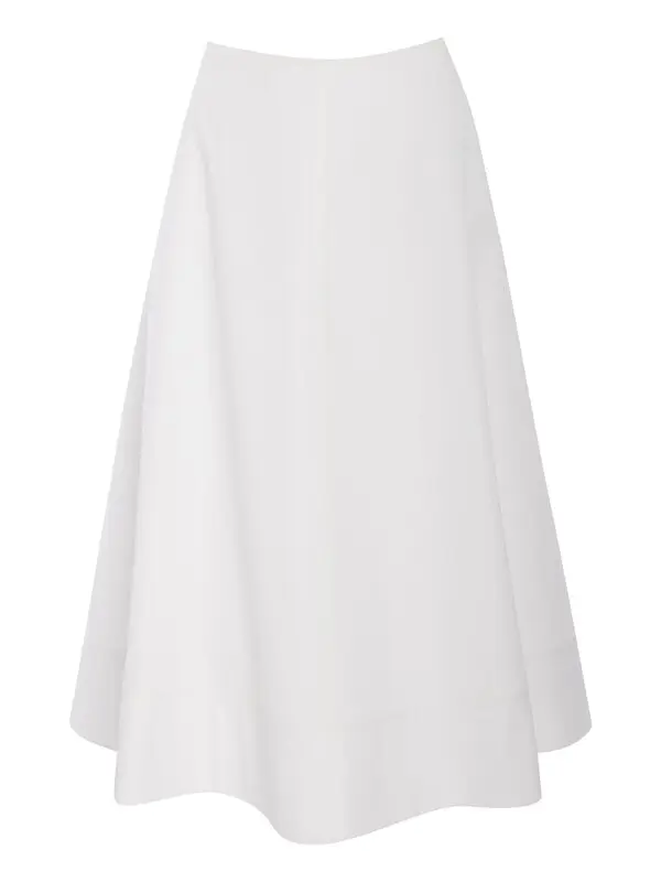 Brandon Maxwell The Knox Low-rise Cotton Poplin Midi Skirt - White