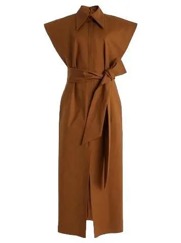 Carolina Herrera Stretch-cotton Midi Shirt Dress - Brown