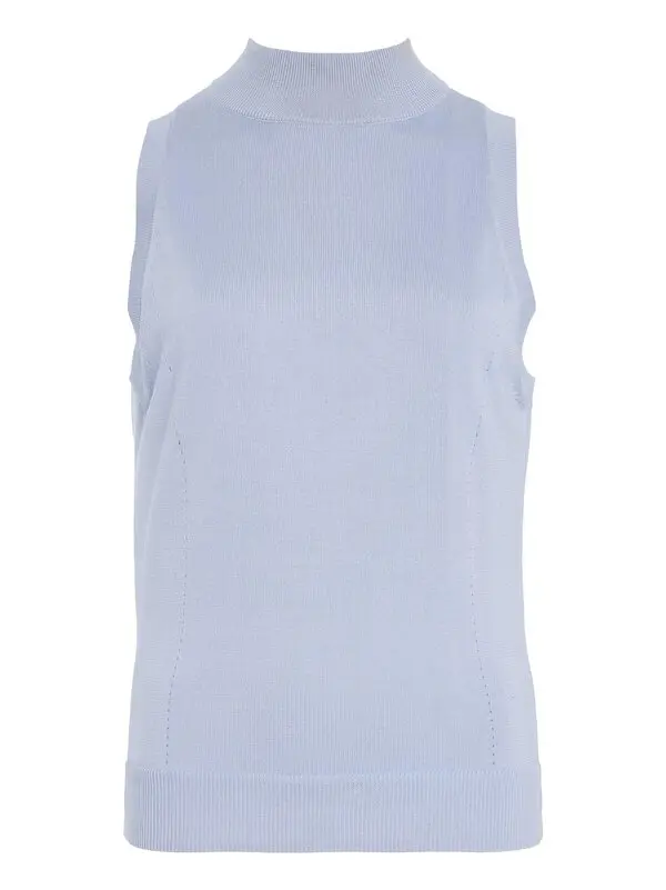 Carolina Herrera Silk-cotton Sleeveless Top - Blue