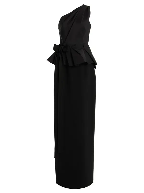 Carolina Herrera Bow-detailed Peplum Gown - Black