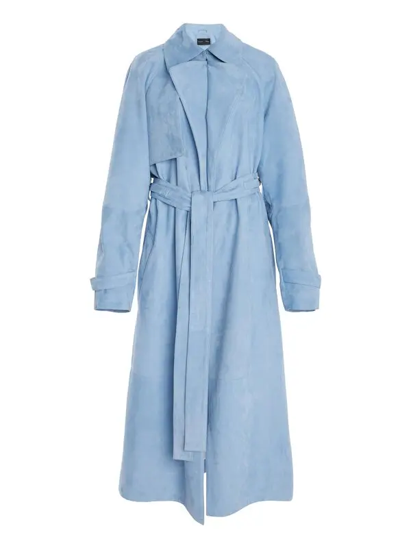 Proenza Schouler Ramona Suede Trench Coat - Light Blue